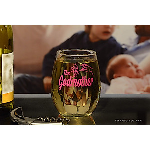 The Godmother Printed Stemless Wine Glass - Premium Quality, Handcrafted Glassware, 15 oz., Collectible Gift Item for Godparents, Birthdays, & Special Occasions