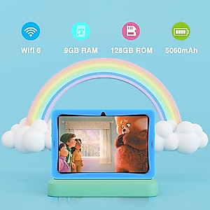 DOOGEE Android 13 Tablet for Kid U10KID, 10.1 Inch HD Display, WiFi6, 4GB RAM +128GB ROM, Dual Speaker, TUV Low Bluelight Certification, Kids Tablet with Case (Blue)