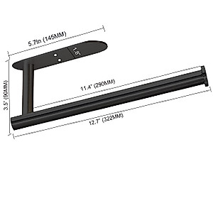 Tujjhoum Paper Towel Holder, Under Cabinet Paper Roll Holder Big Roll, Wall Mounted Matt Black Paper Holder for Kitchen, Bathroom, RV, Self-Adhesive and Drilling Optional