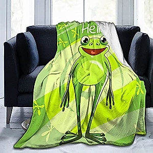 Funny Green Frog Throw Blanket Cartoon Cute Frog Print Blanket Gifts for Frog Lovers Kids Adults Super Soft Cozy Fleece Warm Lightweight Plush Blanket Decor for Living Room Couch Bed Dorm 40''X50''