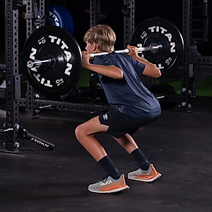 Titan Fitness Aluminum Olympic Technique Training Barbell, 6 FT Chrome Finish, 8 KG 28MM Shaft, 65 LB Capacity, Weightlifting Starter Bar