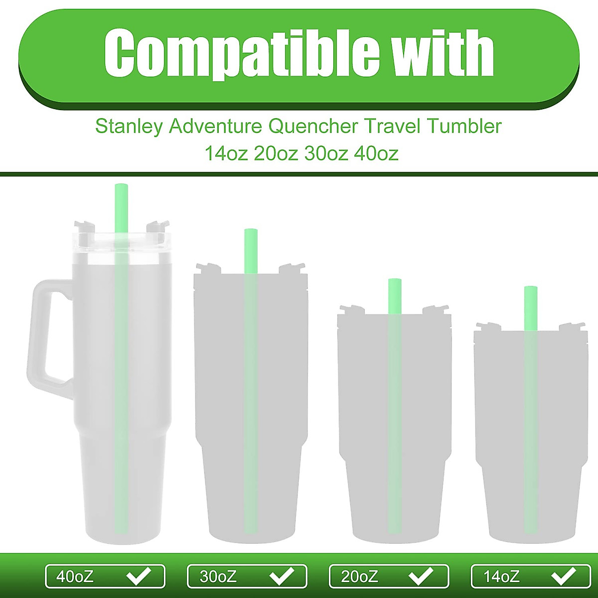 Silicone Straws Set, Including 6pcs Silicone Straws and 1pc Cleaning Brush, 12.6 inch Length Cuttable Long Straws Reusable Replacement Straws for Stanley 40 oz