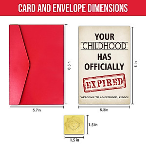 Funny 18th Birthday Card for Him Her, Rude 18 Year Old Birthday Card, Special Birthday Gift for 18 Year-Old Son Daughter Best Friend Adult (Childhood has Expired)