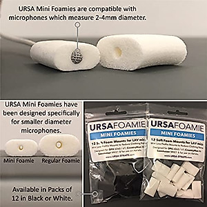 URSA Mini Foamies: Soft Mini Foam Mounts for Wireless Lav Mics. Can be Stuck Directly to The Skin or Costume. Fits SANKEN COS11, DPA 6060, Countryman B6, Sennheiser MKE1 (Pack of 12) (White)