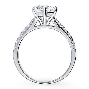 BERRICLE Sterling Silver Solitaire Wedding Engagement Rings 2 Carat Round Cubic Zirconia CZ Promise Ring for Women, Rhodium Plated Size 6