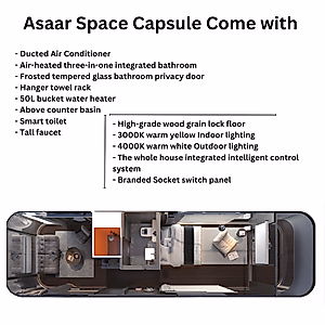 Generic Asaar Smart Luxury Space Capsule House with Bathroom for Hotel, Booth, Office, Guard House, Villa, Workshop - Efficient and Versatile Living Solution, White, asaspcap2