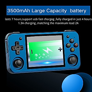 RG353M Handheld Game Console Aluminum Alloy CNC Support Dual OS Android 11+ Linux, 5G WiFi 4.2 Bluetooth 3.5 Inch IPS Multi-Touch Screen 64G TF Card 4420+ Classic Games(RG353M-Blue)