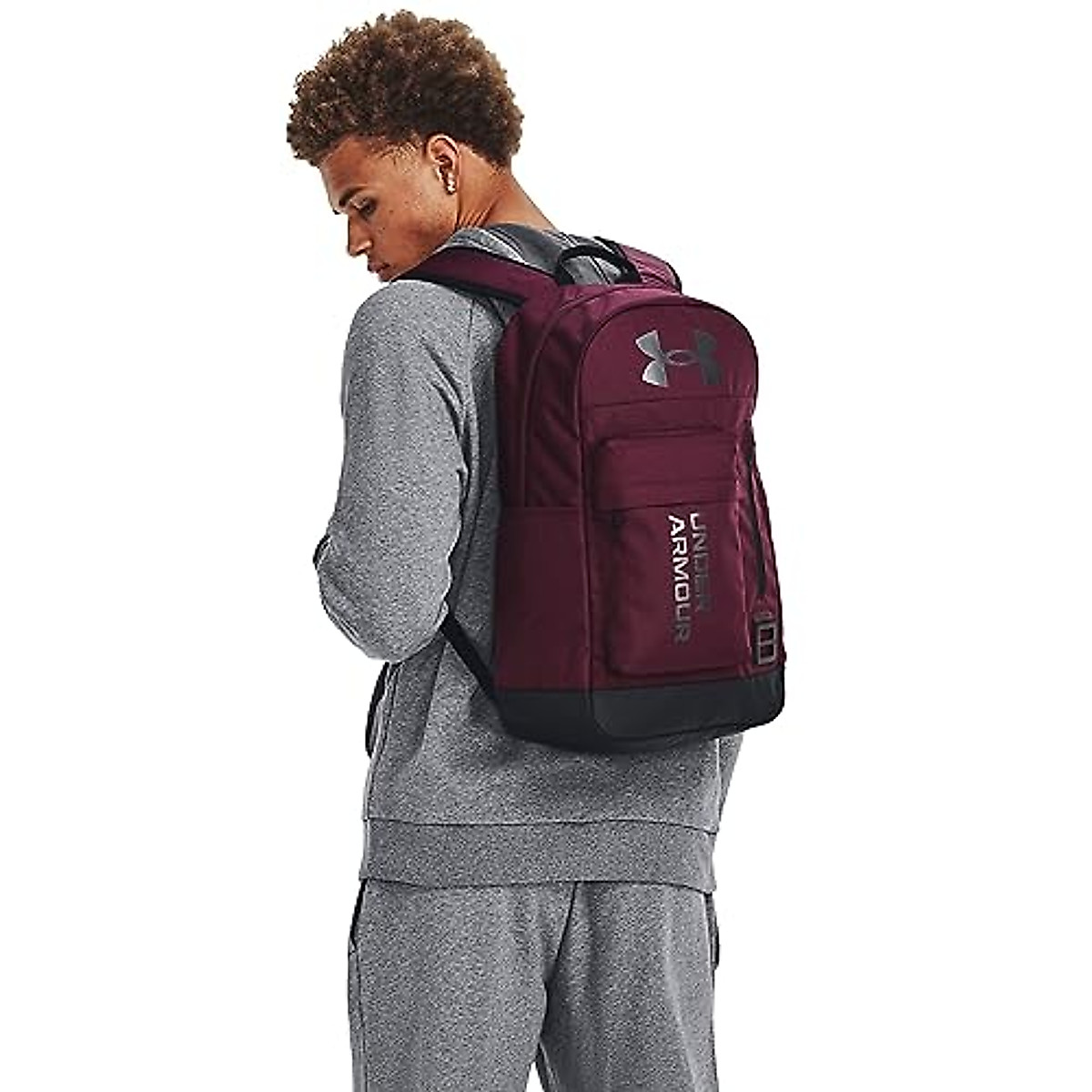 Under Armour Halftime Backpack, (601) Dark Maroon/Black/Metallic Black, One Size Fits All
