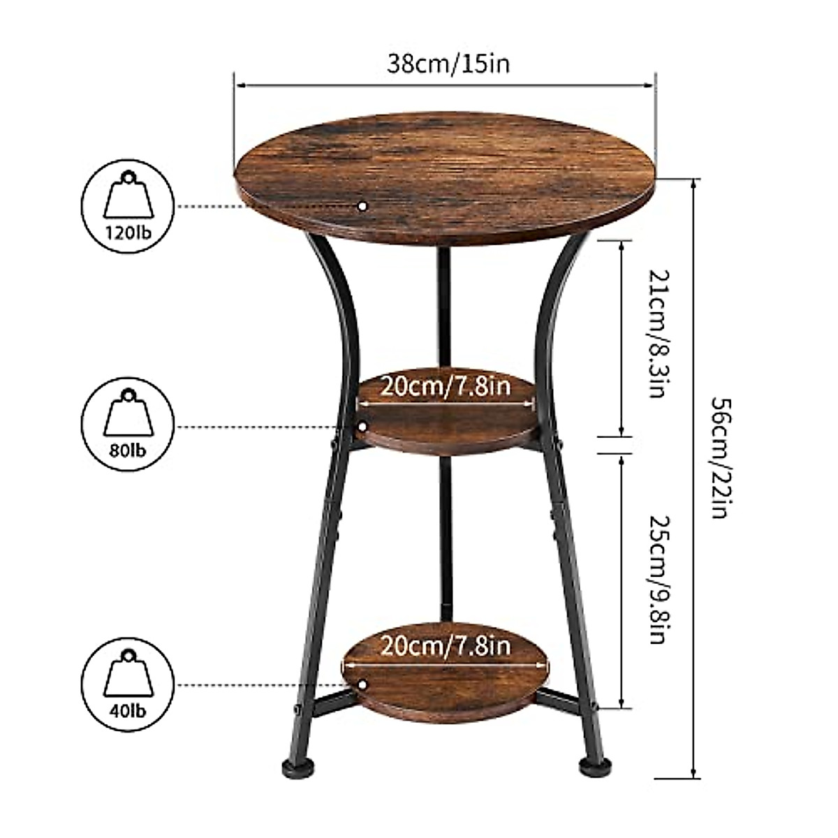 Dulcii Small Round End Table for Narrow and Small Space, 3-Tier Round Accent Couch Beside Table, Modern Side Table Corner Sofa Table Nightstand for Living Room Bedroom