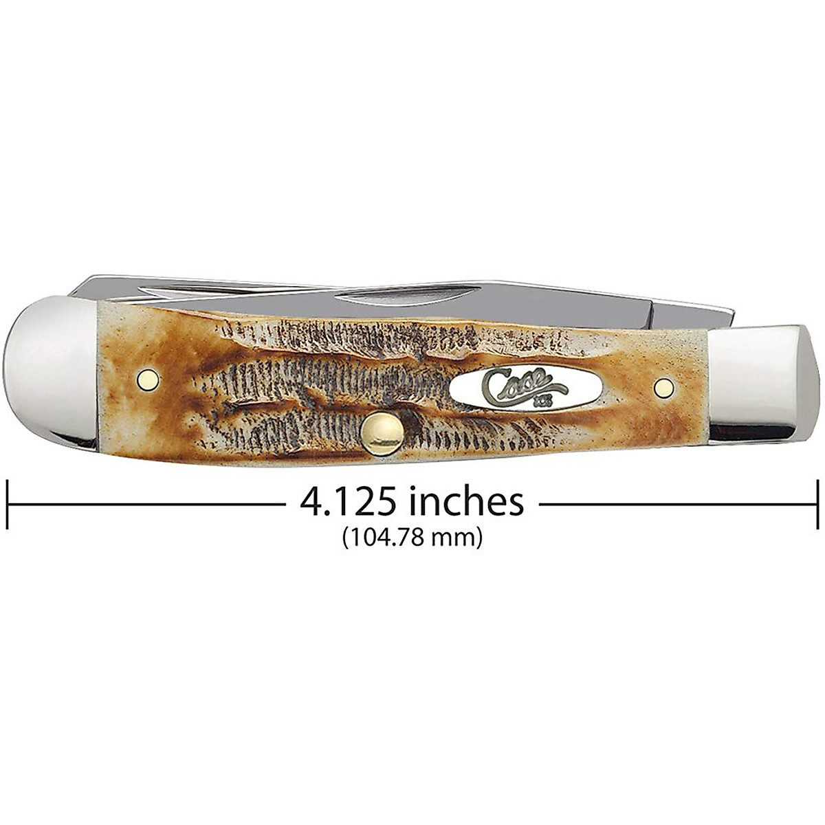 Case WR XX Pocket Knife Burnt 6.5 Bonestag Trapper Item #3573 - (6.5254 SS) - Length Closed: 4 1/8 Inches