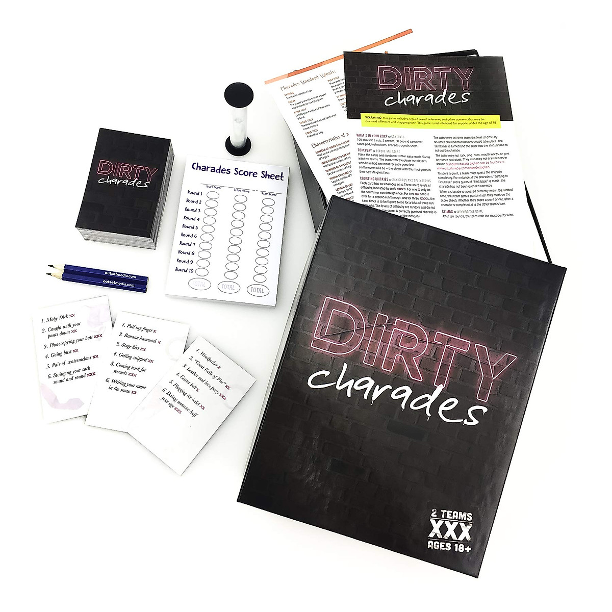 Outset Media Dirty Charades Party Game (Amazon Exclusive) – Contains 100 charades Cards – Adult Game for 4 or More Players Ages 18 and up