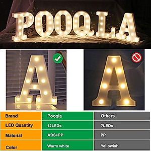Pooqla LED Marquee Letter Lights Sign, Light Up Alphabet Letter for Home Party Wedding Decoration T
