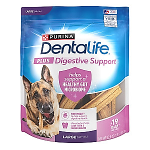 Dentalife Purina Plus Digestive Support Chicken and Pumpkin Flavor Large Dog Dental Chews, MP - 19 ct. Pouch