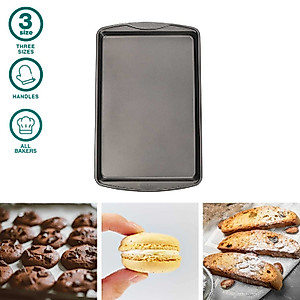 Baker's Secret Nonstick Cookie Sheet 13", Carbon Steel Small Size Cookie Tray with Premium Food-Grade Coating, Non-stick Cookie Sheet, Bakeware DIY Baking Accessories - Classic Collection