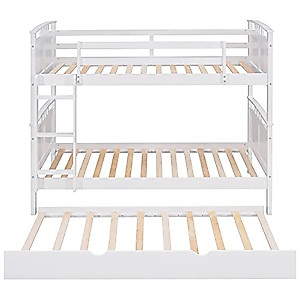Lepfun Full-Over-Full Bunk Bed with Twin Size Trundle, Separable Bunk Bed for Bedroom, for Boys and Girls, No Box Spring Required, Space Saving Design, White