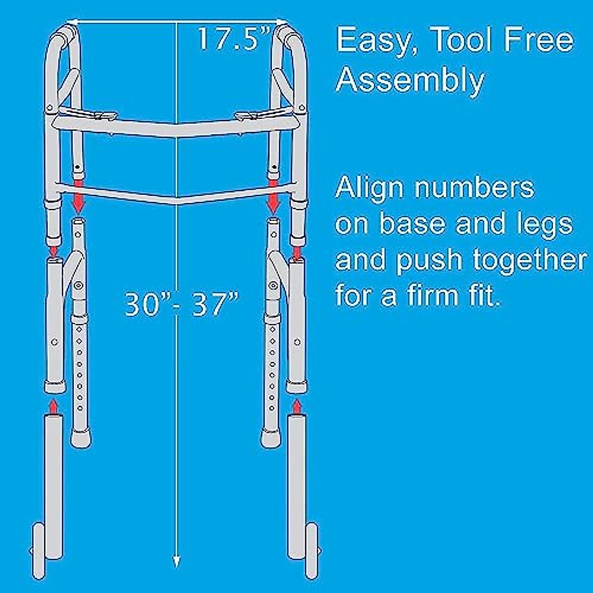 Carex Folding Walker for Seniors - Adult Walker With Wheels - Portable Medical Walker with Adjustable Height, 30-37 Inches, Aluminum, Lightweight