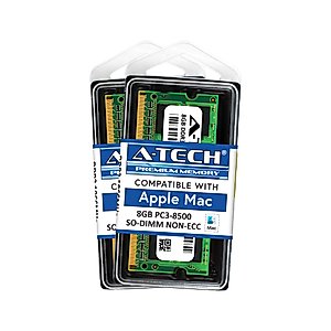 A-Tech 16GB Kit (2x8GB) DDR3 1066MHz / 1067MHz PC3-8500 SODIMM RAM for Apple MacBook (13 inch, Mid 2010), MacBook Pro (13 inch, Mid 2010), iMac (27 inch, Late 2009), Mac Mini (Mid 2010)