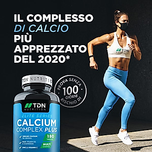 Calcium and Vitamin D Supplement - 180 Tablets - High Strength 1000mg Calcium Complex with Vitamin D3 Plus, Magnesium, Zinc and Vitamin C - Supports Bones, Cartilage and Muscle - Osteo Supplements