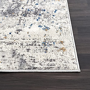 Abani Unique Grey & Blue Contemporary Landscape Design Area Rug - Modern Dripping Print Non-Shed 7'9" x 10'2" (8'x10') Living Room Rug Rugs