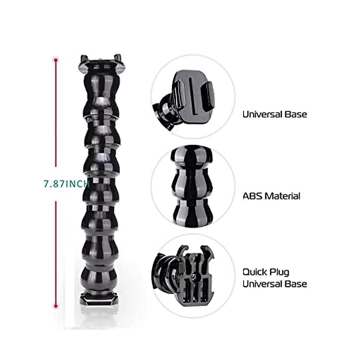 VIZEMO Jaws Clamp Mount Flex Gooseneck Mount Compatible with GoPro Hero 11, 10, 9, 8, 7, Max, Fusion, Hero (2018), 6, 5, 4, Session, 3+, 3, 2, 1, DJI Osmo, Xiaomi Yi Cameras