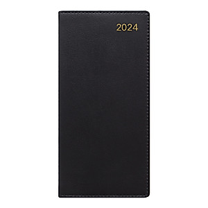 Letts of London Belgravia Weekly/Monthly Planner, 12 Months, January to December, 2024, Appointments, Horizontal, Slim Size, 6.625" x 3.25", Black (C33SBK-24)
