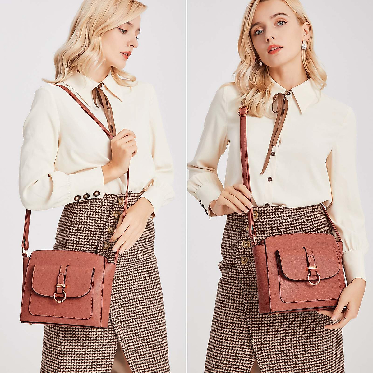 LA TERRE Lightweight Medium Crossbody Bags for Women, Small Crossbody Handbags Vegan Leather Shoulder Bag Purses