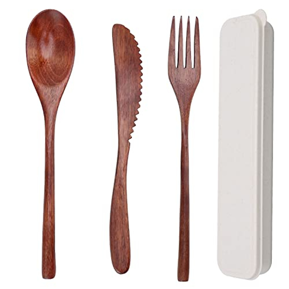 Wooden Cutlery Set Scratch Proof Portable Spoon Fork Cutter Tableware With Box For Dessert Salads Noodles Wooden Cutlery Set Scratch