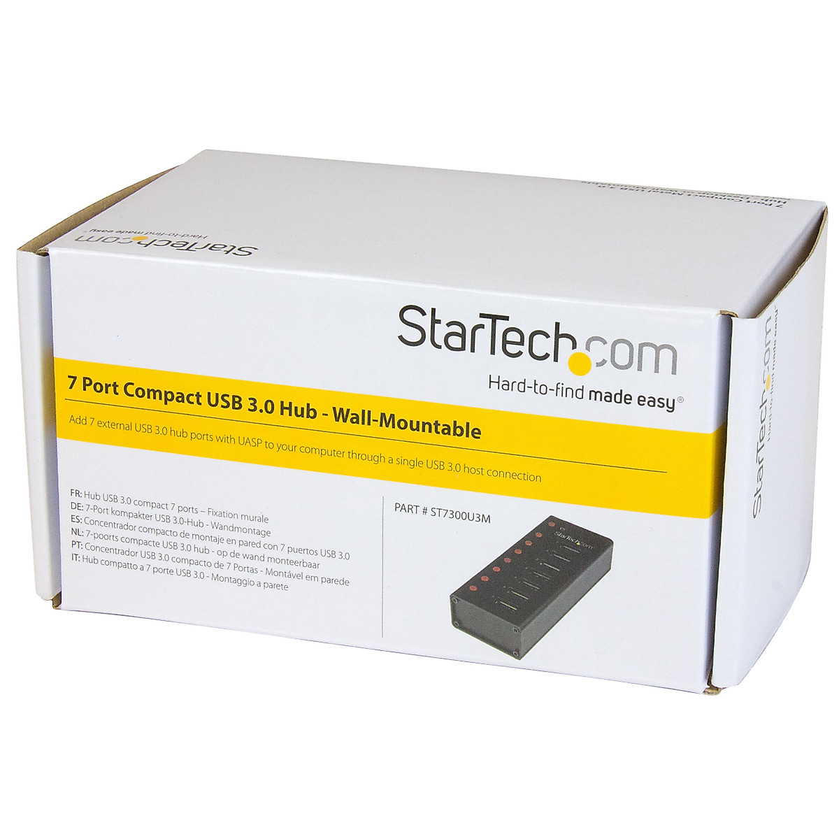 StarTech.com 7 Port USB 3.0 Hub (5 Gbps) - Metal Enclosure - Desktop or Wall Mountable - Rugged & industrial Powered USB Expander and Splitter Hub (ST7300U3M)