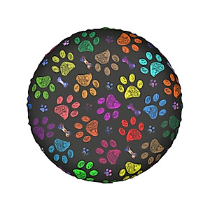 Dog Paw Print Spare Tire Cover Universal Fit for Jeep Trailer Rv SUV Truck Camper Weatherproof Dust-Proof Tire Cover Protector 17" Auto Accessories