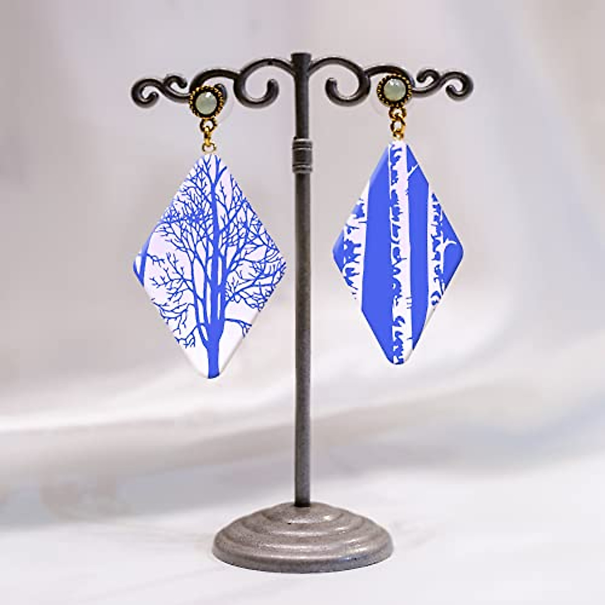 OLYCRAFT 4x5 Inch Clay Stencils Birch Tree Pattern Silk Screen Printing Stencils Forest Mesh Transfer Stencils Reusable Washable Mesh Stencil for Polymer Clay Jewelry Earrings Making