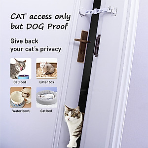 Neobay Adjustable Door Strap and Latch, Textile Cat Door Latch to Keep Dog Out of Litter Box, Economical Alternative of Pet Gates and Interior Cat Door, Magnetic 1 Pack