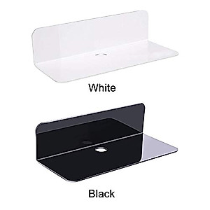 CALIDAKA 2 Pack Wall Mounted Floating Shelves No Drill Adhesive Shelf Acrylic Wall Shelves Hanging Mini Shelf Bookshelves Display Shelf for Bathroom Kitchen Living,Kitchen,Room Bedroom