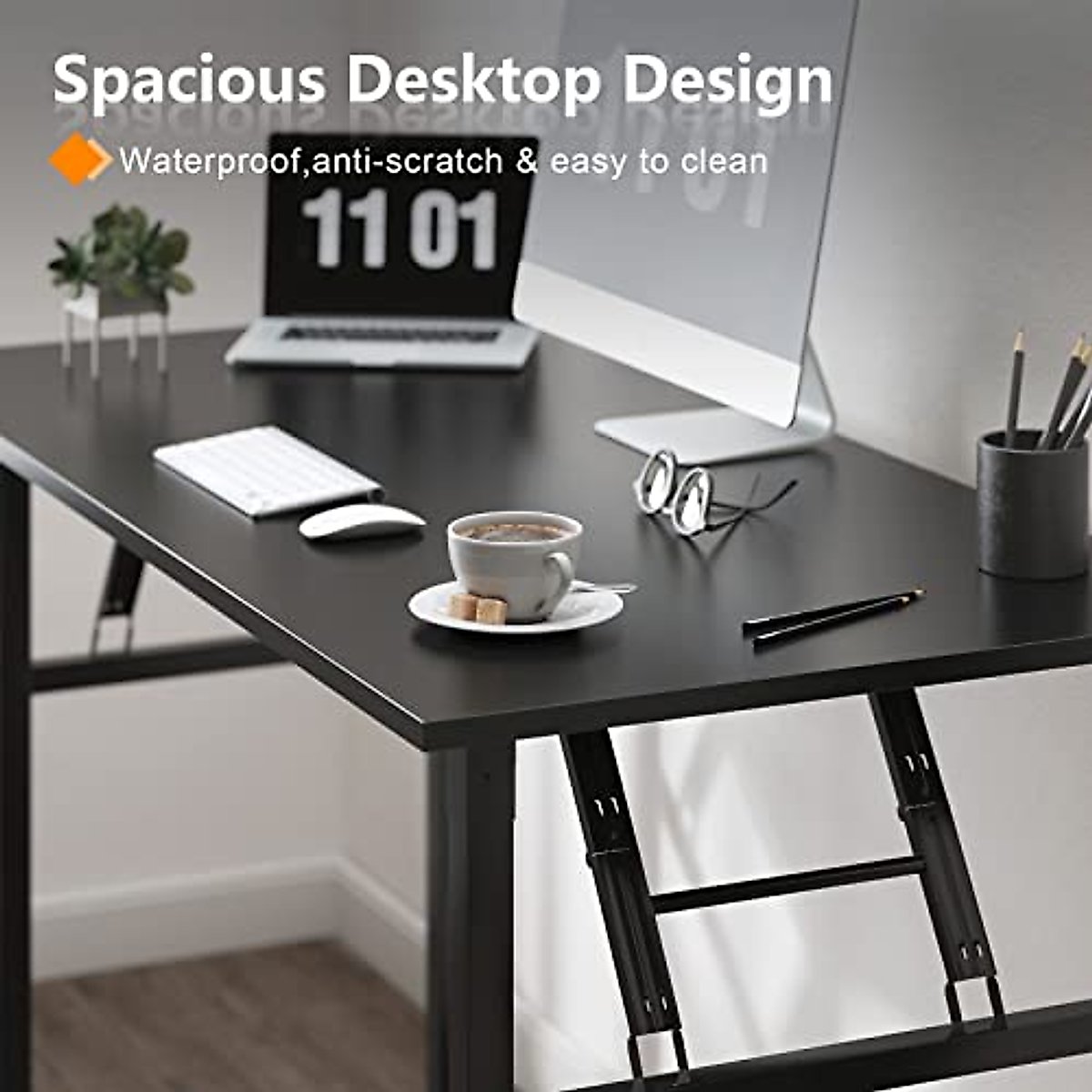 Need Small Computer Desk 31.5 inches Folding Table No Assembly Sturdy Small Writing Desk Folding Desk for Small Spaces, All Black AC5-8040-CB