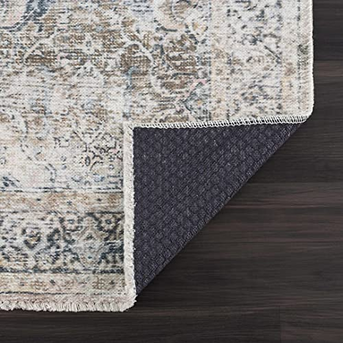 Hauteloom Holi Collection Shiraz - Machine Washable Oriental Persian Living Room Kitchen Bedroom Dining Room Area Rug - Neutral Vintage Distressed Boho Style - Beige, Red, Olive Green - 9'2"x12'