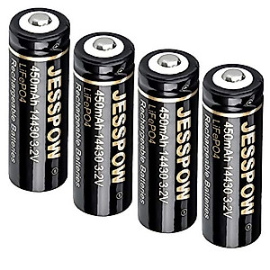 JESSPOW 14430 Battery, 14430 3.2V 450mAh LiFePo4 Rechargeable Solar Batteries 4 Pack for for Solar Panel Outdoor Garden Lights, Solar Panel Light, Tooth Brush, Shaver, Flashlight (NOT AA Battery)