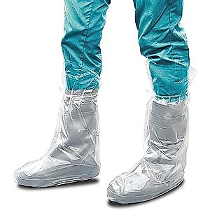 ABC Waterproof Disposable Boot Covers, XL Size. Pack of 100 Clear Disposable Booties for Shoes Covers. Disposable Shoe Covers for Indoors Non Slip. Shoe Booties Disposable Non Slip