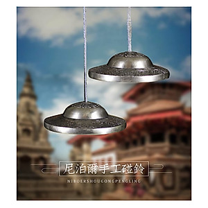 ZZZYW Nepal Handmade Touch Bell Sound Bowl Yoga Meditation Chanting Bowl Brass Chime Handicraft Music Therapy Tibetan Singing Bowl (Color : Cupronickel)