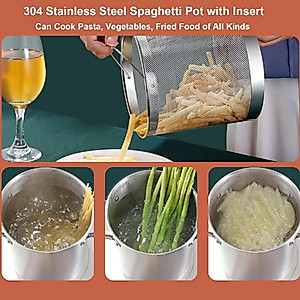 Cooking Pots,Japanese Spaghetti Pot with Basket Insert & Lid, Stainless Steel Vegetable Asparagus Spaghetti Steamer Oil Deep Fry Pan Pasta Stovetop Cooker