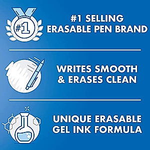 PILOT Frixion Synergy Clicker Erasable Pens, Retractable and Refillable, 0.5mm Extra Fine Point, 6 Pack of Blue Ink Pens + 6 Refills