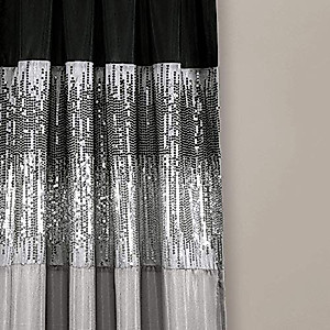 Lush Decor Night Sky Window Curtain Panel for Living, Bedroom, Dining Room (Single Curtain), 42"W x 84"L, Silver & Black