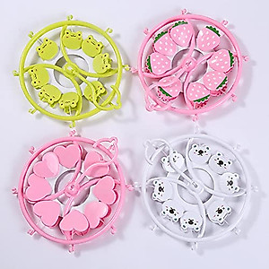 Cute Pink Hearts Drying Rack for Socks Bras Panties Towel Underwear 8 Clips Clothes Hanger Cute Mini Indoor Hanging Drying Rack for Kids Baby Nursery Room Decor (Love Heart)