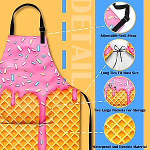 LMSM Ice Cream Apron Melting Ice Cream Cones Colored Sprinkles Funy Apron With Adjustable Neck For Unisex Kitchen