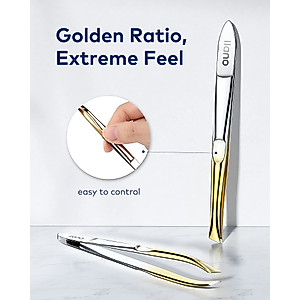 llano Tweezers, Professional Precision Eyebrow Tweezers for Women and Men, Stainless Steel Slanted Hair Removal Tweezers Plucker Makeup Tool for Brow, Facial Hair, Blackhead and Splinter
