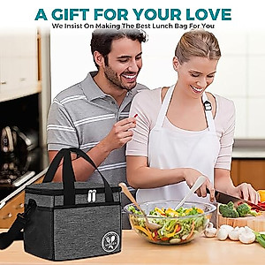 9.8L 16Cans Insulated Lunch Bag for Men Women, Reusable Insulated Lunch Box for Adult Men Women, Leakproof Cooler Bag Mens Lunchbox for Adults Work Office Picnic Beach with Shoulder Strap, Grey