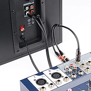 J&D 6.35 mm to 2RCA Cable, Heavy Duty Copper Shell Joint 6.35mm 1/4 inch Male TRS to 2 RCA Female Splitter Stereo Audio Adapter Cable, 0.8 Feet