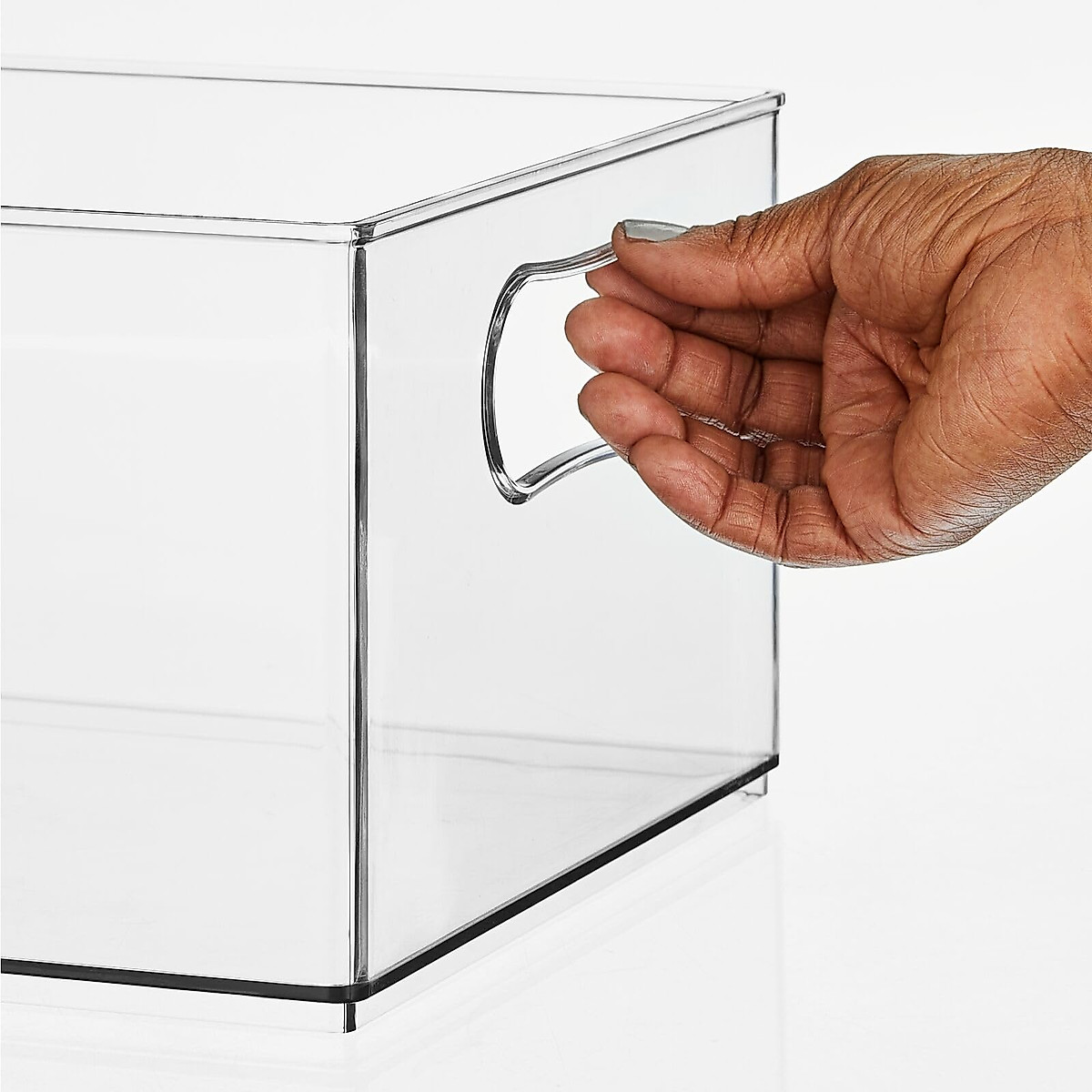 mDesign Deep Plastic Stackable Storage Organizer Container Bin, Craft Room Organization for Classroom, Cupboard, Studio, Shelves, & Closet - Holds Sewing, Art Supplies, Ligne Collection, 2 Pack, Clear