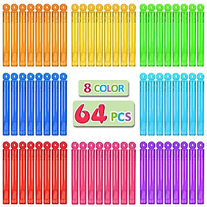 Bubble Wands Party Favors Pack of 64, Mini Neon Bubble Wands | Odor-Free Non-Toxic Kids’ Bath Toy/Birthday Treats Bubble Maker Toys for Kids | Outdoor Summer Events & Celebration Toy Gift