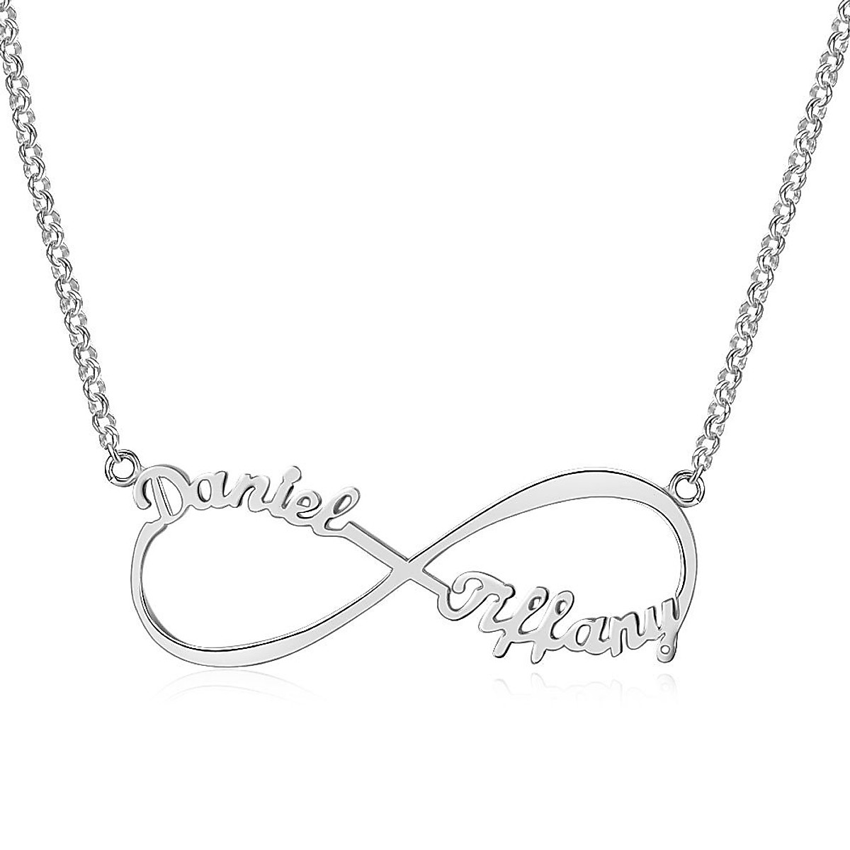 Lam Hub Fong Name Necklace Personalized Custom Name Necklace Personalized Name Necklace Sterling Silver Infinity Necklace with Name for Couples Gold Name Necklace (Silver)