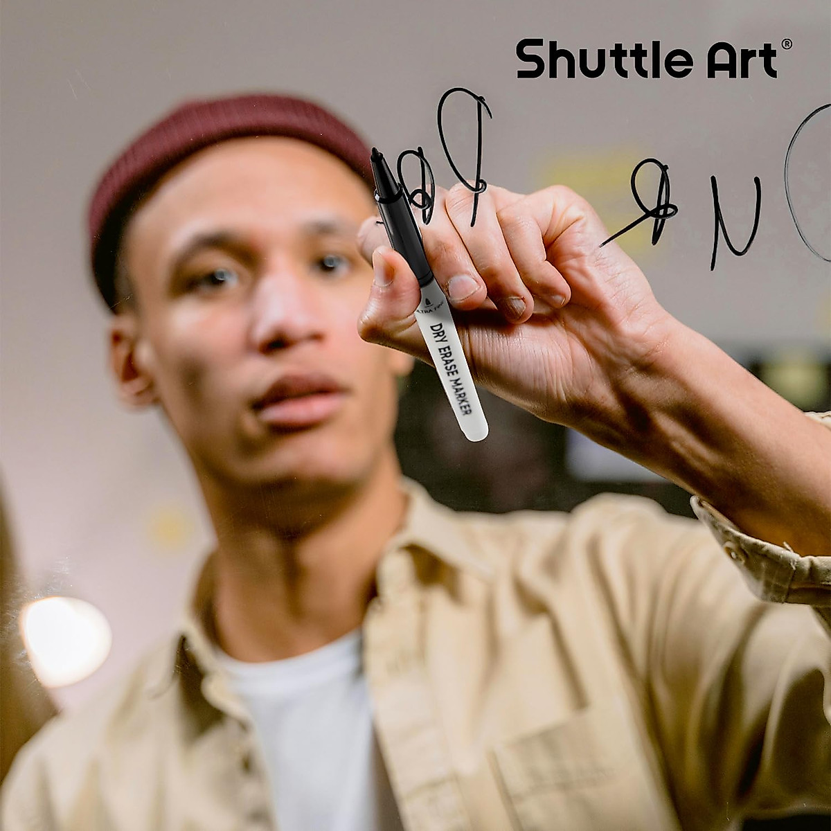 Shuttle Art Ultra Fine Dry Erase Markers, 15 Pack Black Whiteboard Markers with Erase, Dry Erase Markers Perfect For Writing on Whiteboards, Dry-Erase Boards,Mirrors for School Office Home