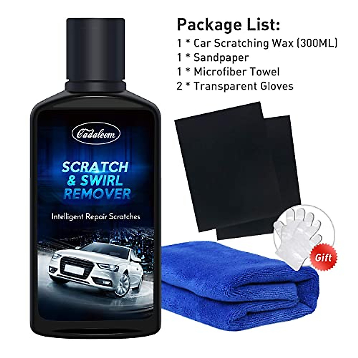 GLISTON Scratch Remover, Car Scratch Remover, Magic Scratch Remover for Cars, Car Polish Buffer Kit, Easily Repair Paint Scratches, Swirl, Marks, Scuff, Blemish, Water Spots, Hairline Polish, 10.2oz